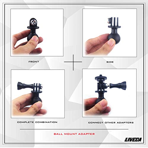 Ball Mount Adapter for Gopro Hero Series/Yi/Coyote/AKASO/SJCAM Sports Camera, Compatible with RAM Mounts, Rotating Ball Head Mount with Metal Screws