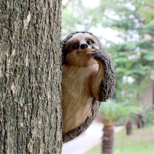 HAO Sloth Tree Hugger Decoration, Garden Peeker Sloth Sculptures, Animal Art Yard Outdoor Decoration Figurine, Gifts and Garden Décor Face for Trees