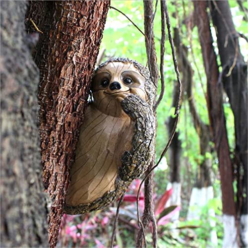 HAO Sloth Tree Hugger Decoration, Garden Peeker Sloth Sculptures, Animal Art Yard Outdoor Decoration Figurine, Gifts and Garden Décor Face for Trees