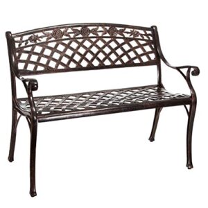 christopher knight home hamilton outdoor cast aluminum bench, copper