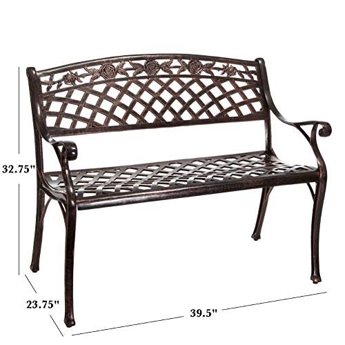 Christopher Knight Home Hamilton Outdoor Cast Aluminum Bench, Copper