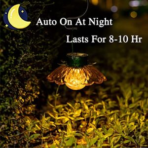 Hanging Outdoor Solar Lights,Amber Crackle Globe Glass, LED Waterproof Solar Lantern Hanging Flower Lights for Yard Suitable for Lawn,Patio,Walkway,Outdoor Garden Decoration Courtyard,1 Pack