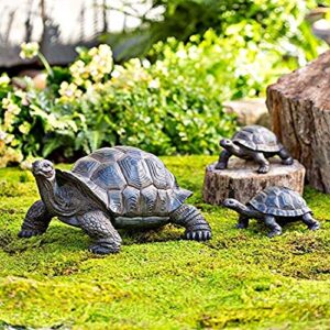 plow & hearth tortoise family resin garden accent statues