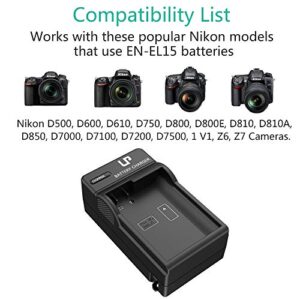 EN-EL15 EN EL15a Battery Charger, LP Charger Compatible with Nikon D7500, D7200, D7100, D7000, D850, D750, D500, D810a, D810, D800e, D800, D610, D600 & More