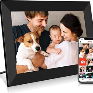 FRAMEO Smart Digital Picture Frame WiFi Cloud 10.1 Inch HD 1280x800 IPS Touch Screen Digital Frame with 16GB Storage Easy Setup to Share Photos or Video via Frameo APP Auto-Rotate Wall Mountable Black