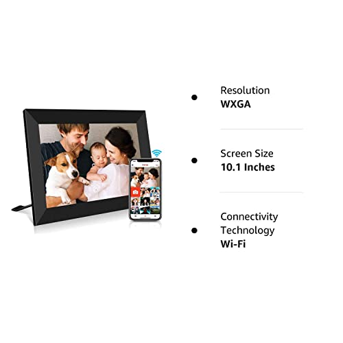 FRAMEO Smart Digital Picture Frame WiFi Cloud 10.1 Inch HD 1280x800 IPS Touch Screen Digital Frame with 16GB Storage Easy Setup to Share Photos or Video via Frameo APP Auto-Rotate Wall Mountable Black