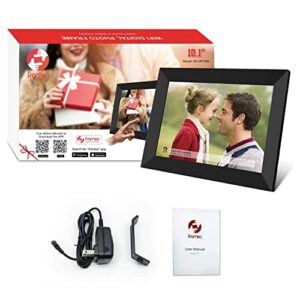 FRAMEO Smart Digital Picture Frame WiFi Cloud 10.1 Inch HD 1280x800 IPS Touch Screen Digital Frame with 16GB Storage Easy Setup to Share Photos or Video via Frameo APP Auto-Rotate Wall Mountable Black