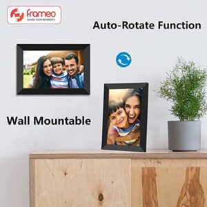 FRAMEO Smart Digital Picture Frame WiFi Cloud 10.1 Inch HD 1280x800 IPS Touch Screen Digital Frame with 16GB Storage Easy Setup to Share Photos or Video via Frameo APP Auto-Rotate Wall Mountable Black