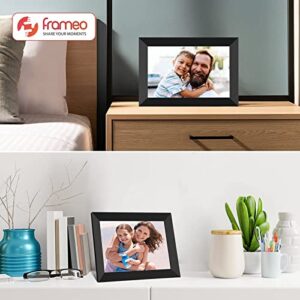 FRAMEO Smart Digital Picture Frame WiFi Cloud 10.1 Inch HD 1280x800 IPS Touch Screen Digital Frame with 16GB Storage Easy Setup to Share Photos or Video via Frameo APP Auto-Rotate Wall Mountable Black