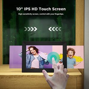 FRAMEO Smart Digital Picture Frame WiFi Cloud 10.1 Inch HD 1280x800 IPS Touch Screen Digital Frame with 16GB Storage Easy Setup to Share Photos or Video via Frameo APP Auto-Rotate Wall Mountable Black