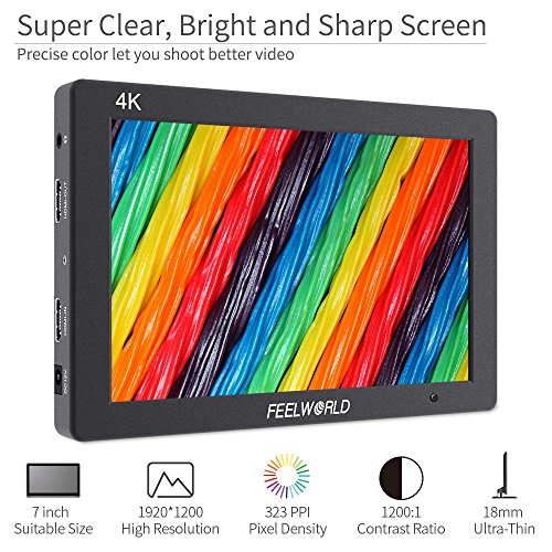 FEELWORLD T7 7 Inch IPS 4K HDMI Camera Field Monitor Video Assist Full HD 1920x1200 Solid Aluminum Housing DSLR Monitor with Peaking Focus False Colors