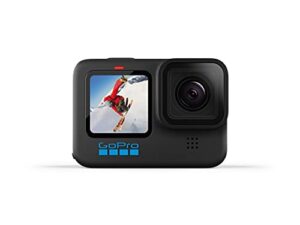 gopro hero10 black – waterproof action camera with front lcd and touch rear screens, 5.3k60 ultra hd video, 23mp photos, 1080p live streaming, webcam, stabilization