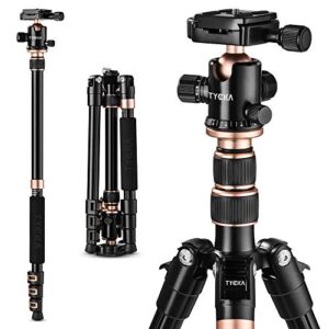 tycka 56” camera tripod, lightweight aluminum travel tripod professional compact tripod monopod for dslr camera with 360 degree ball head, quick release plate, carry bag