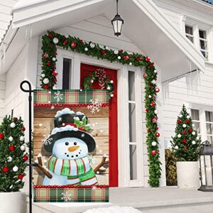 ESTTOP Snowman Christmas Garden Flag, Green Striped Scarf & Holly Polyester Vertical Double Sided 12.5x18 Inch Yard Flag, Outdoor Christmas Decorations, Farmhouse Decor for Xmas