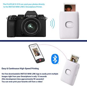 Fujifilm Instax Mini Link 2 Smartphone Printer Clay White + Fujifilm Instax Mini Twin Pack Instant Film and 20 Sticker Frames