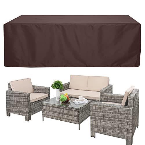 QIAOH Garden Furniture Covers Waterproof 46x46x29.6in, Patio Set Covers Rectangle Outdoor Table Chairs Covers ​Protector, 420d Heavy Duty, Windproof, Anti-Uv, Rattan Patio Furniture Cover