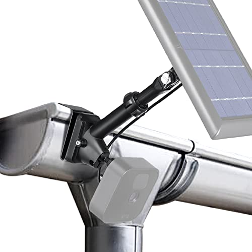 Wasserstein 2-in-1 Universal Gutter Mount Compatible with Wyze, Blink, Ring, Arlo, Eufy Camera - Mount Your Security Cam and Solar Panel - Solar Panel and Cam Not Included (Black)