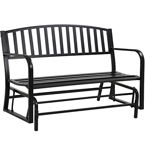 FDW Patio Glider Bench Garden Bench for Patio Outdoor Bench Metal Bench Park Bench Cushion for Yard Porch Clearance Work Entryway