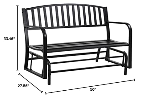 FDW Patio Glider Bench Garden Bench for Patio Outdoor Bench Metal Bench Park Bench Cushion for Yard Porch Clearance Work Entryway