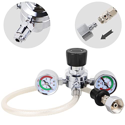 Whipped Cream Pressure Regulator Valve with Adapter & Hose Line,Nitrous Oxide N2O Pressure Regulating Valvefor 580G, 615G, 1.5L, 2.2L, 3.3L Cream Charger Cylinder