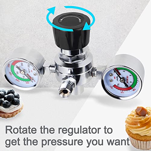 Whipped Cream Pressure Regulator Valve with Adapter & Hose Line,Nitrous Oxide N2O Pressure Regulating Valvefor 580G, 615G, 1.5L, 2.2L, 3.3L Cream Charger Cylinder