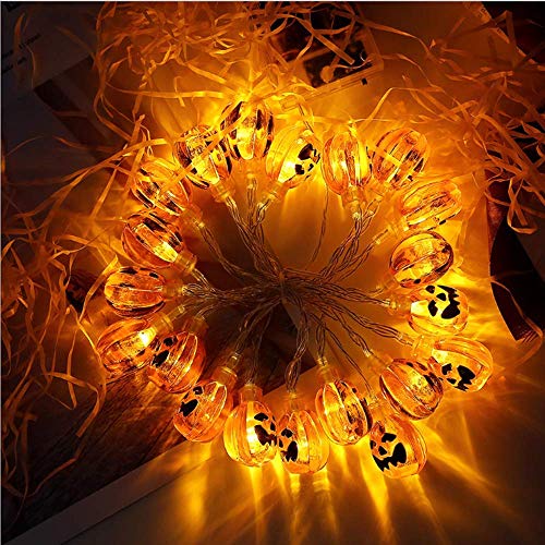 Halloween Decor Pumpkin String Lights, 13 feet 30 LEDs Battery Operated Halloween Light, Outdoor Halloween Decoration for Patio, Garden, Gate, Yard (IP65 Waterproof,Warm White)