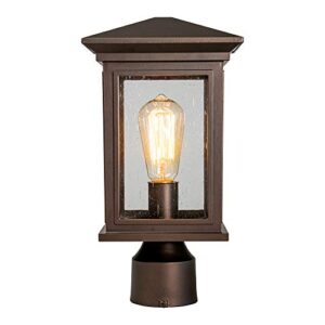 Jetima Outdoor Post Light Finish Waterproof Pole Lantern Lighting Fixture with Tempered Clear Seeded Glass Oil Rubbed Bronze (ORB) for Patio, Garden, Yard, Balcony, Pathway