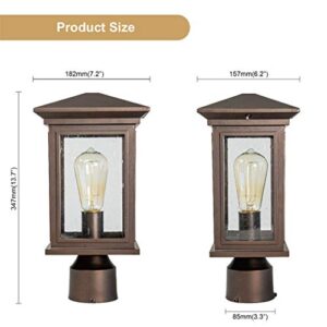 Jetima Outdoor Post Light Finish Waterproof Pole Lantern Lighting Fixture with Tempered Clear Seeded Glass Oil Rubbed Bronze (ORB) for Patio, Garden, Yard, Balcony, Pathway