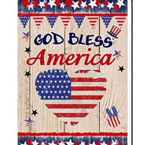 God Bless America Memorial Day Garden Flag 4th of July Independence Day Patriotic Heart Flag Burlap Double Sided Outside Yard Outdoor Decoration 12.5 x 18 Inch