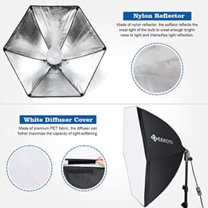 GEEKOTO Softbox Photography Lighting Kit: Professional Studio Continuous Lighting Equipment with 60W 5400K E27 Socket & 2 Reflectors 50 x 70 cm & 2 Bulbs for Filming Studio Lighting