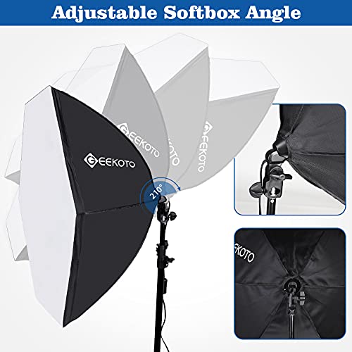 GEEKOTO Softbox Photography Lighting Kit: Professional Studio Continuous Lighting Equipment with 60W 5400K E27 Socket & 2 Reflectors 50 x 70 cm & 2 Bulbs for Filming Studio Lighting