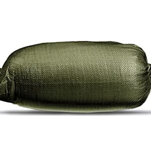 Empty Sandbags Military Green with Ties (Bundle of 10) 14" x 26" - Woven Polypropylene Sand Bags, Extra Heavy Duty Sandbags for Flooding, Sand Bags Flood Protection