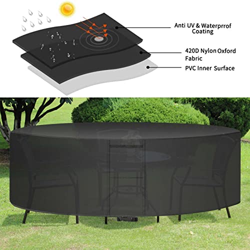 YSUEFIJO Garden Furniture Cover Waterproof 31x32in, Patio Outdoor Table Covers Round, 420D Oxford Fabric Patio Furniture Covers, Outdoor Dining Set Cover, Anti-Fading Cover, for Deck, Lawn