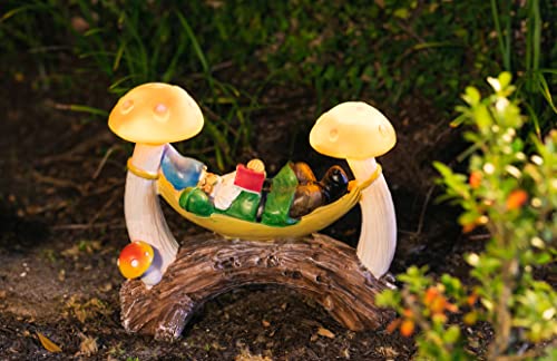 VP Home Chillaxing Gnome in a Hammock Solar Powered LED Outdoor Decor Garden Light