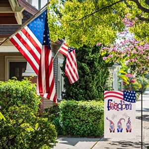 ITNOTC Garden Flags Patriotic, American flag American Gnome God Bless Freedom Independence Day Memorial Day Yard Decor Welcome House Flag Vertical Burlap Yard Flags for Outdoor Decorations 12 x 18 Inch