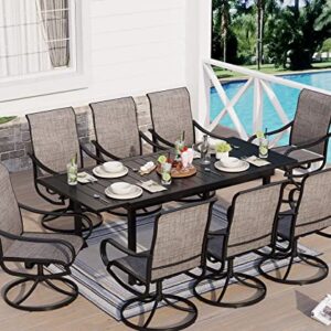 Sophia & William Patio Dining Set for 8 Expandable Patio Dining Table 6-8 Person with Patio Dining Chairs Textilene 9 Pieces Patio Furniture Set for Lawn Garden Backyard Pool All Weather