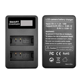 Bonacell LP-E10 Battery 2 Pack and LCD Dual Charger Compatible wihth Canon EOS EOS 1100D, EOS 1200D, EOS 1300D, 1500D, 2000D, 3000D, Rebel T3, T5, T6, Kiss X50, Kiss X70 Digital Camera