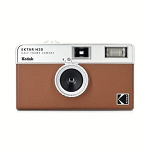 kodak ektar h35 half frame film camera, 35mm, reusable, focus-free, lightweight, easy-to-use (brown) (film & aaa battery are not included)