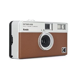 KODAK EKTAR H35 Half Frame Film Camera, 35mm, Reusable, Focus-Free, Lightweight, Easy-to-Use (Brown) (Film & AAA Battery are not Included)