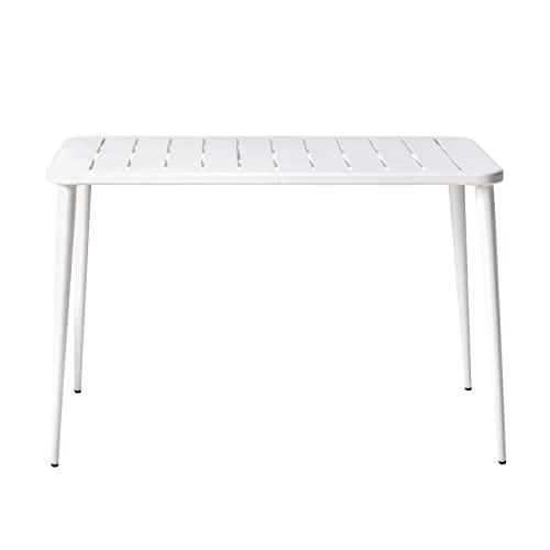 Lisuden Patio Bistro Metal Dining Table, Outdoor Steel Square Table for 4 Person, 47.2" Lx23.6 Wx30 H, Furniture Table for Backyard, Garden, Lawn and Porch (White)