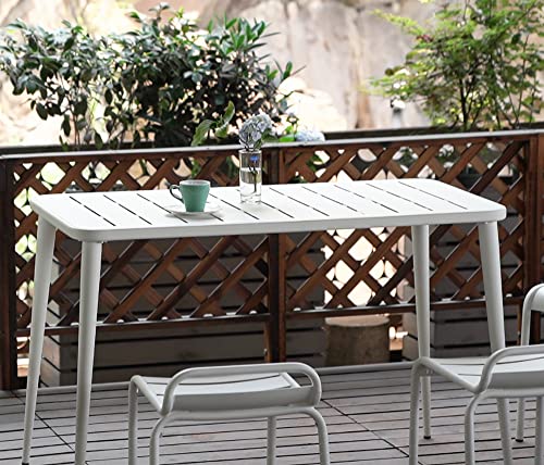 Lisuden Patio Bistro Metal Dining Table, Outdoor Steel Square Table for 4 Person, 47.2" Lx23.6 Wx30 H, Furniture Table for Backyard, Garden, Lawn and Porch (White)