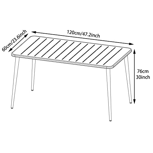 Lisuden Patio Bistro Metal Dining Table, Outdoor Steel Square Table for 4 Person, 47.2" Lx23.6 Wx30 H, Furniture Table for Backyard, Garden, Lawn and Porch (White)