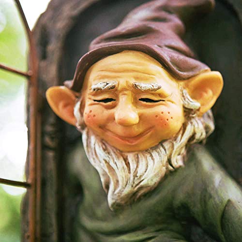 Garden Gnome Statue Elf Outdoor Tree Sculpture Garden Decor,Fairy Tree Peeker Hugger Garden Ornament Tree Decoration (Garden Gnome)