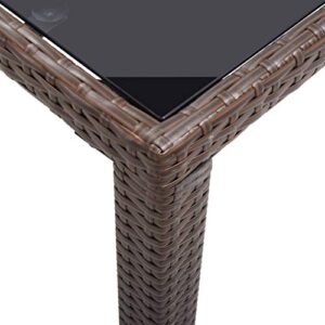 YUUIKLLE Garden Table ， Patio Coffee Bistro Table PE Rattan Wicker Side Table，for Patio, Balcony，Backyard,Lawn，Brown 48.4"x13.6"x29.1" Poly Rattan