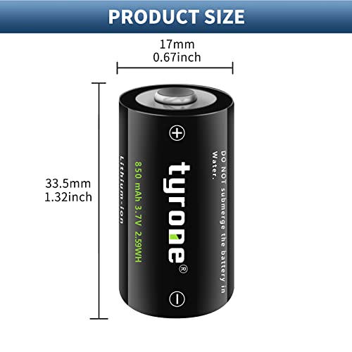 tyrone CR123 Rechargeable Batteries, 4-Pack CR123A Lithium Batteries for Arlo Camera [ CAN BE RECHARGED ]