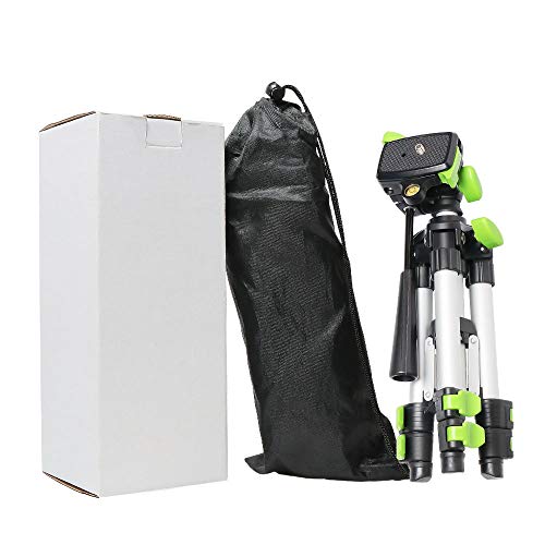 Huepar TPD05 19.7" Lightweight Aluminum Tripod-Mini Portable Adjustable Tripod for Laser Level and Camera, with 3-Way Flexible Pan Head and Bubble Level, Quick Release Plate with 1/4"-20 Screw Mount