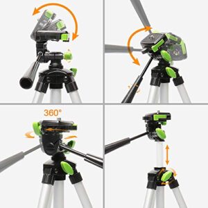 Huepar TPD05 19.7" Lightweight Aluminum Tripod-Mini Portable Adjustable Tripod for Laser Level and Camera, with 3-Way Flexible Pan Head and Bubble Level, Quick Release Plate with 1/4"-20 Screw Mount