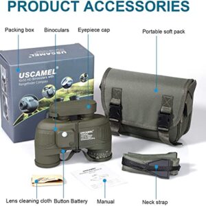 USCAMEL 10X50 Marine Binoculars for Adults with Rangefinder Compass, Waterproof Marine Binoculars for Sailing Boating Fishing