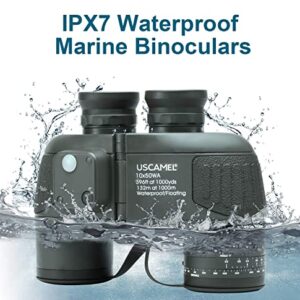 USCAMEL 10X50 Marine Binoculars for Adults with Rangefinder Compass, Waterproof Marine Binoculars for Sailing Boating Fishing