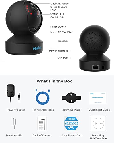 REOLINK Indoor Security Camera, 3MP Pan & Tilt, Plug-in WiFi Camera for Home Security, Pet Camera, Baby Monitor, Human/PetDetection, 2-Way Audio with Phone App, Works with Alexa/Google Assistant, E1